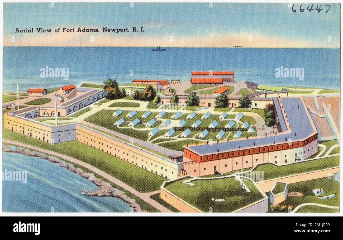 Aerial view of Fort Adams, Newport, R.I. , Military facilities, Tichnor ...