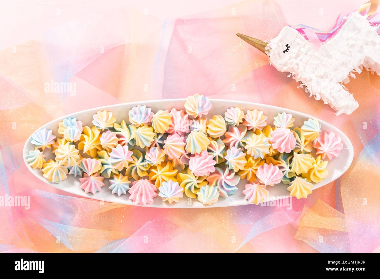 Unicorn meringue cookies Stock Photo - Alamy