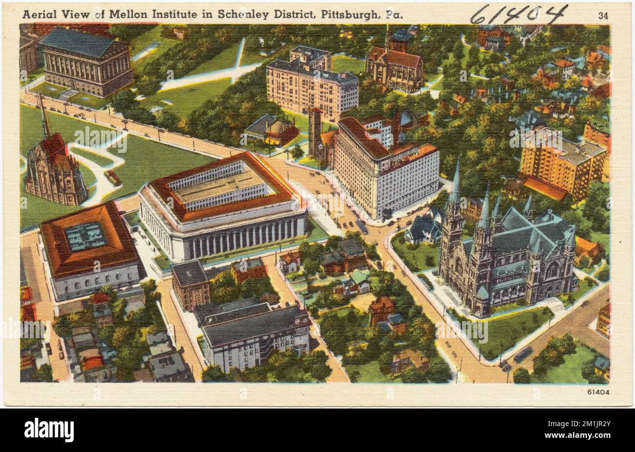 Aerial view of Mellon Institute in Schenley District, Pittsburgh, Pa ...
