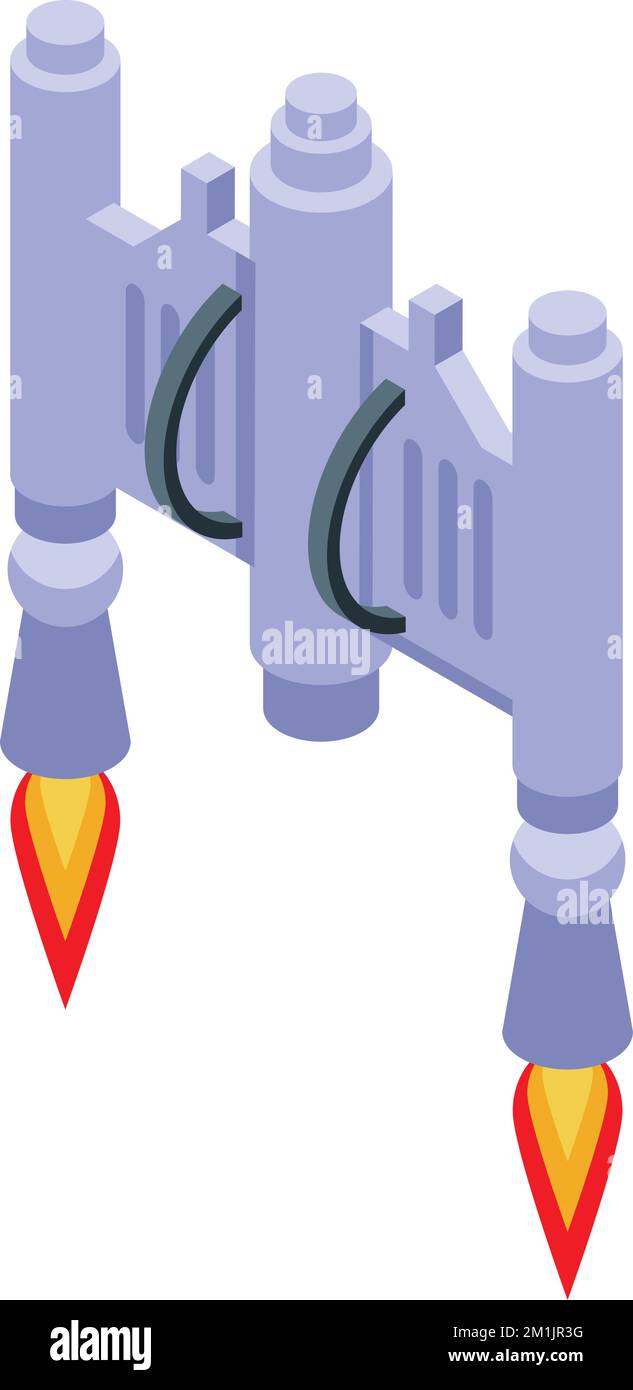 Technology jetpack icon isometric vector. Fire jet. Space model Stock ...