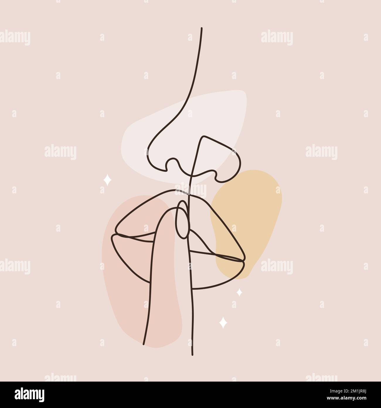 Linear woman lips. Permanent makeup and microblading. Mouth and nose ...