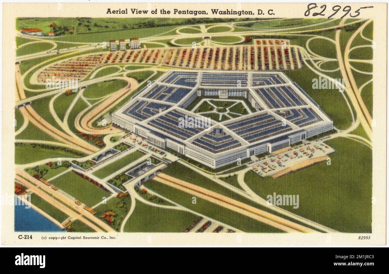 Aerial view of the Pentagon, Washington, D. C. , Military facilities ...