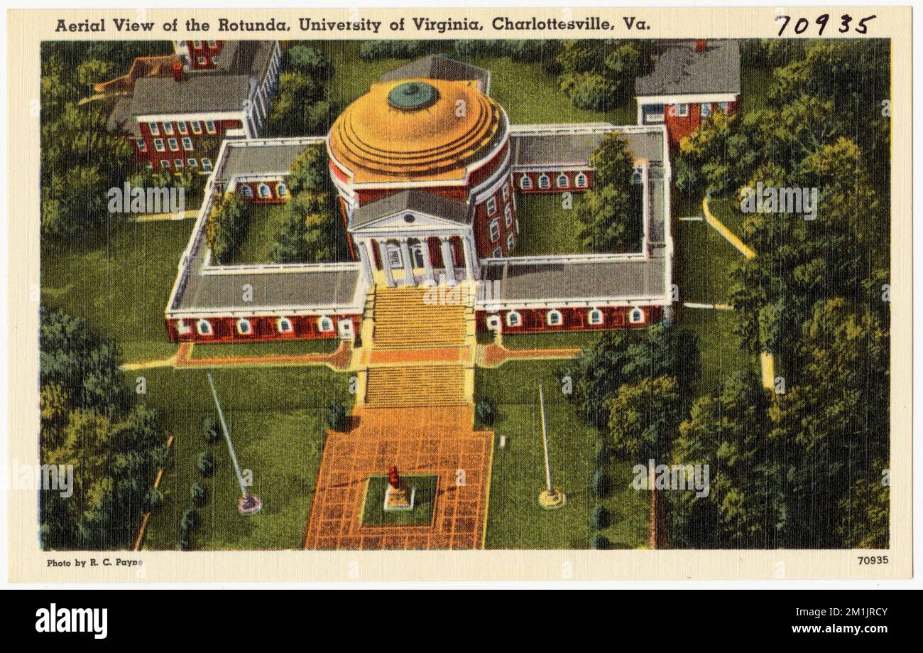 Aerial view of the Rotunda, University of Virginia, Charlottesville, Va ...