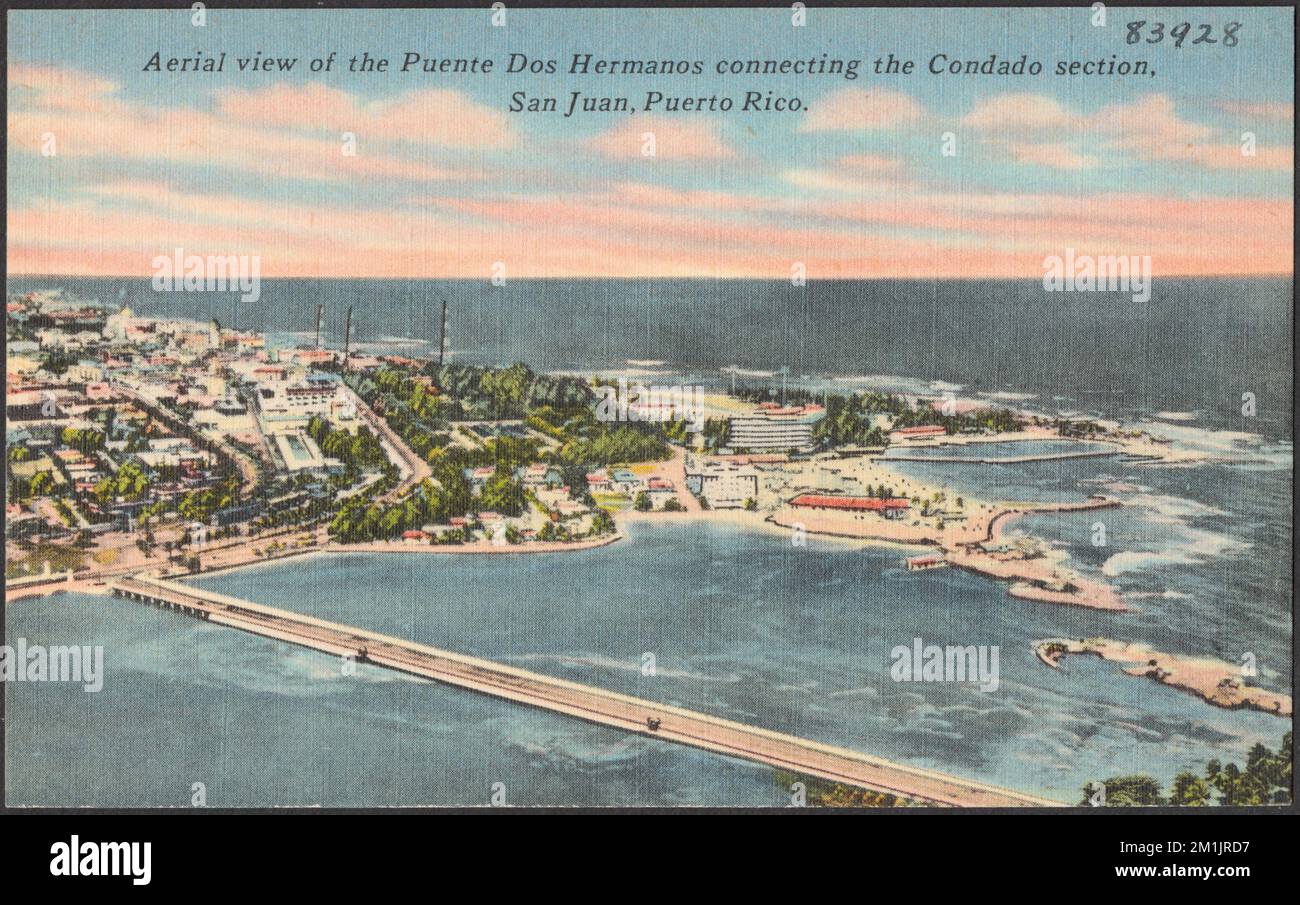 Aerial view of the Puente Dos Hermanos connecting the Condado section ...