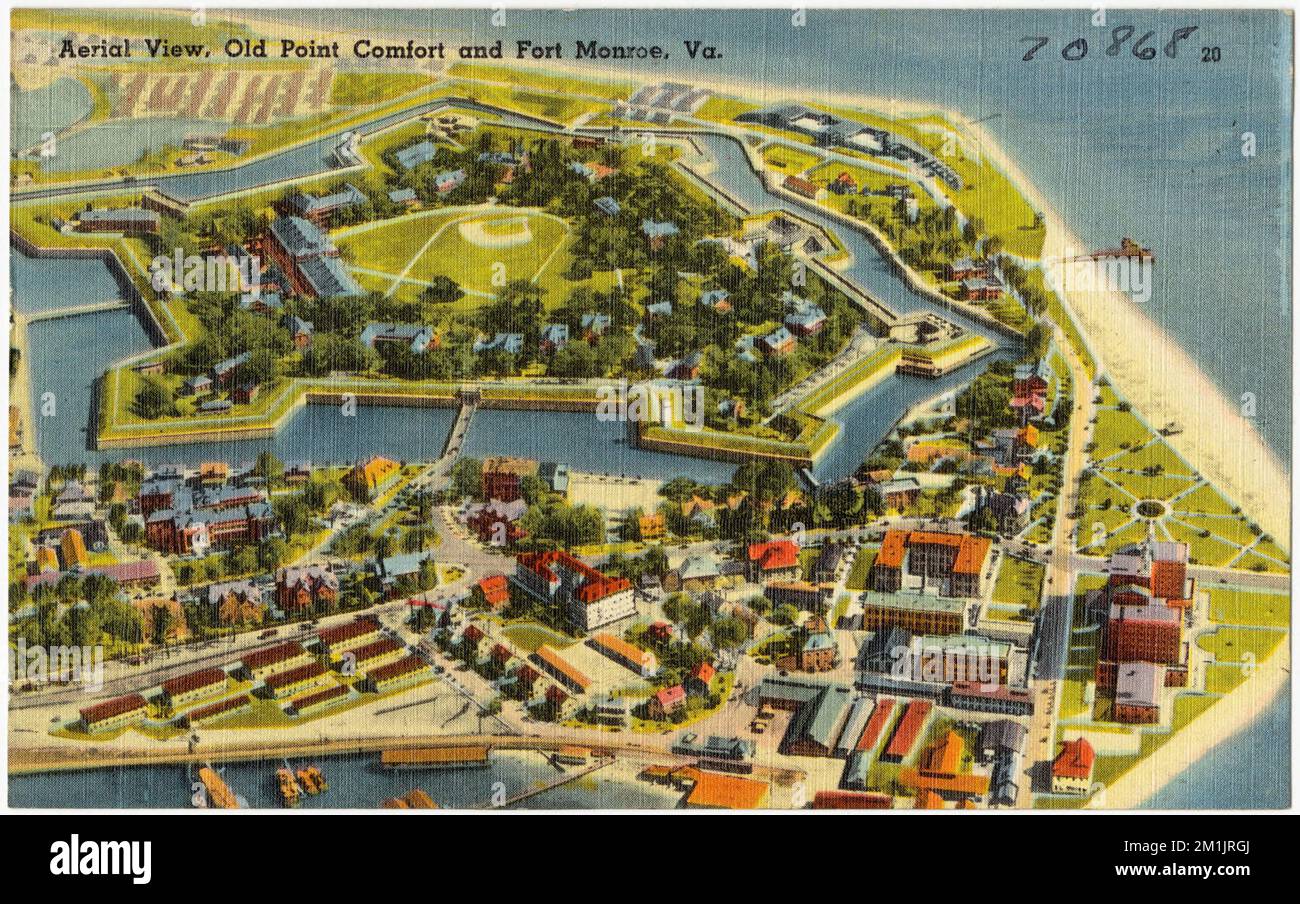 Aerial view, Old Point Comfort and Fort Monroe, Va. , Cities & towns ...