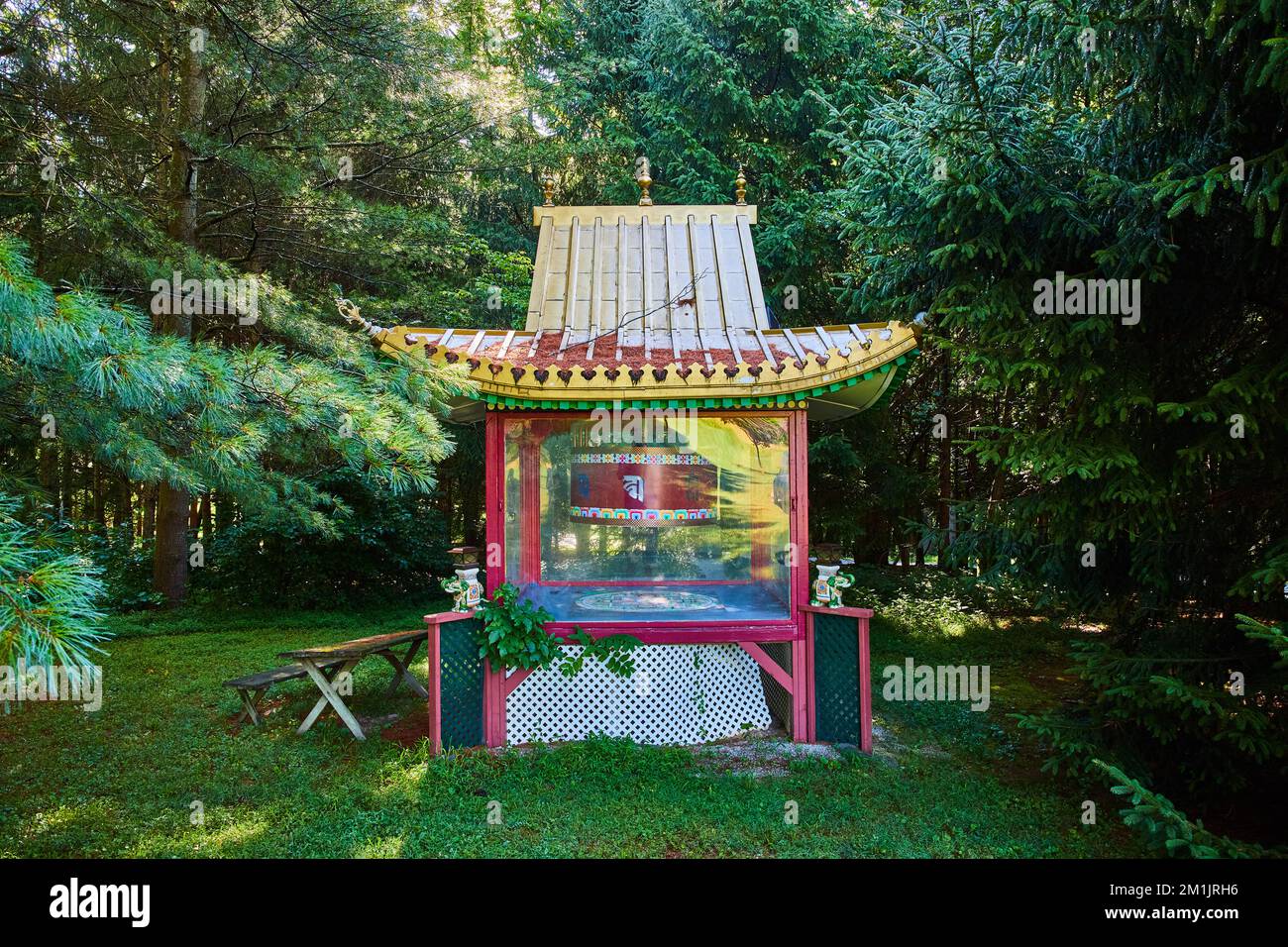 Pagoda Tibetan Mongolian Buddhist shrine at cultural center entrance ...