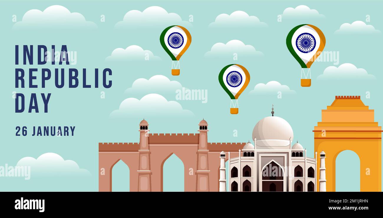 india republic day 26th january celebration banner illustration Stock ...