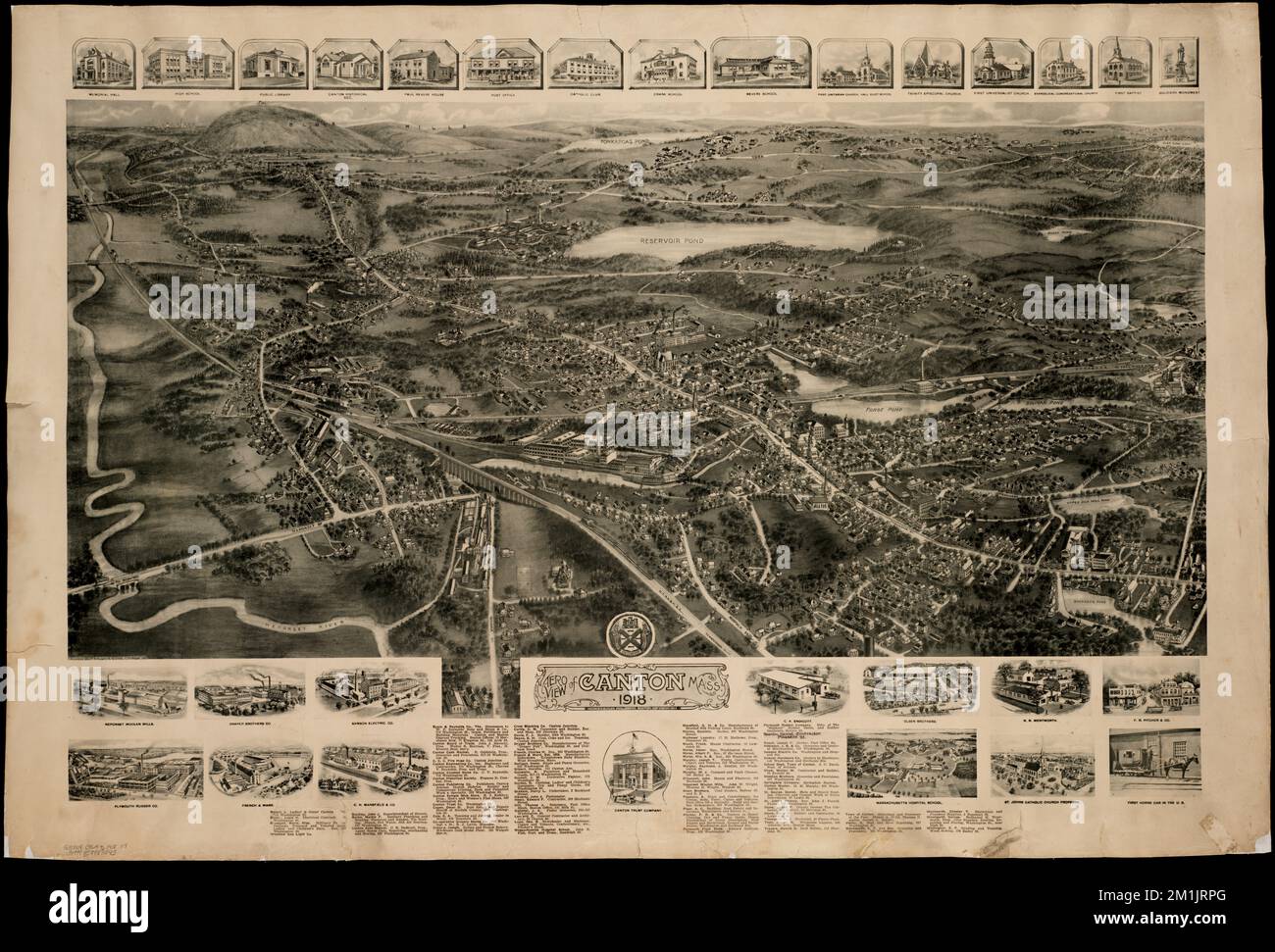 Aero view of Canton, Mass. 1918 , Canton Mass., Aerial views Norman B ...