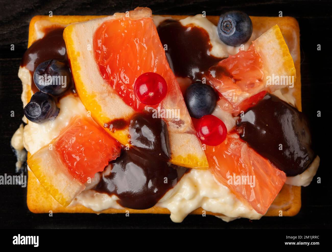 Square berry dessert for a buffet table. Beautiful healthy cake Stock ...