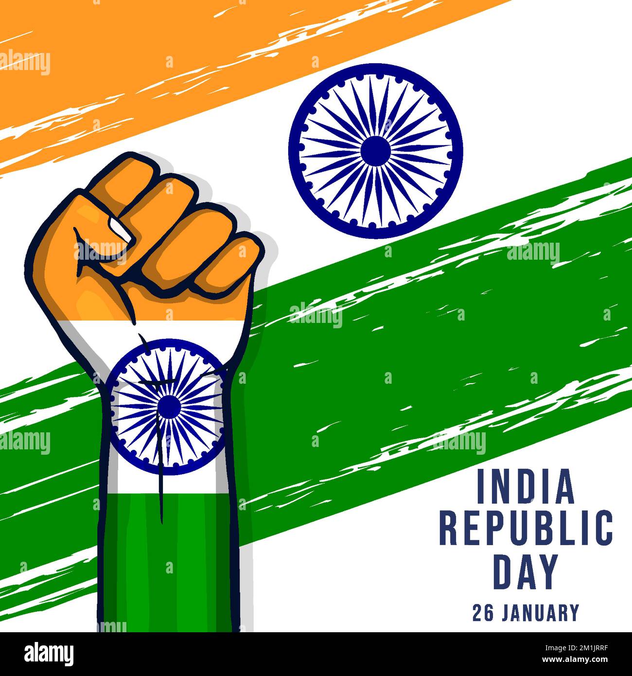 india republic day illustration with hand on background indian flag in ...