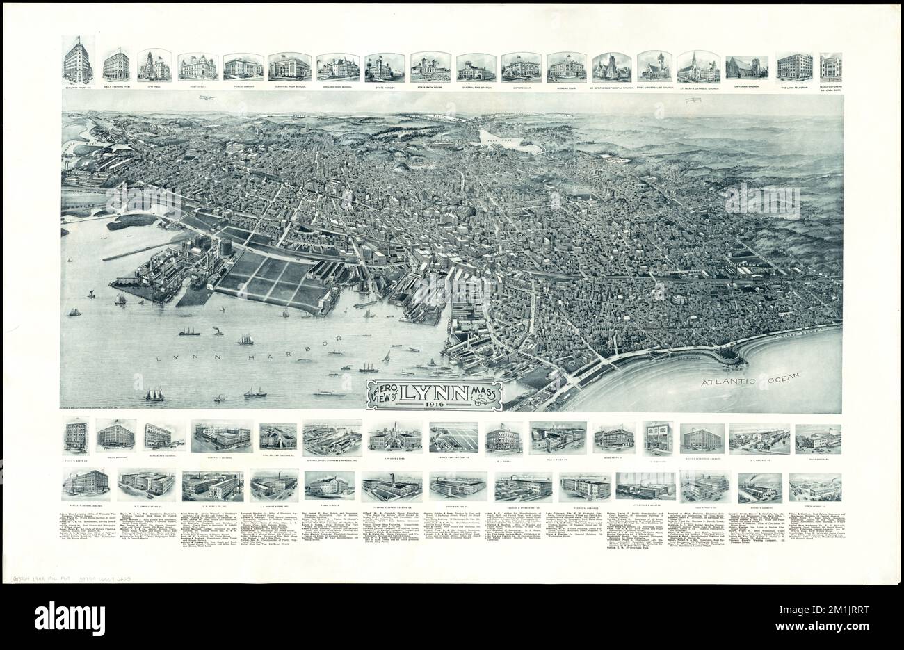 Aero view of Lynn, Mass, 1916 : looking north , Lynn Mass., Aerial ...