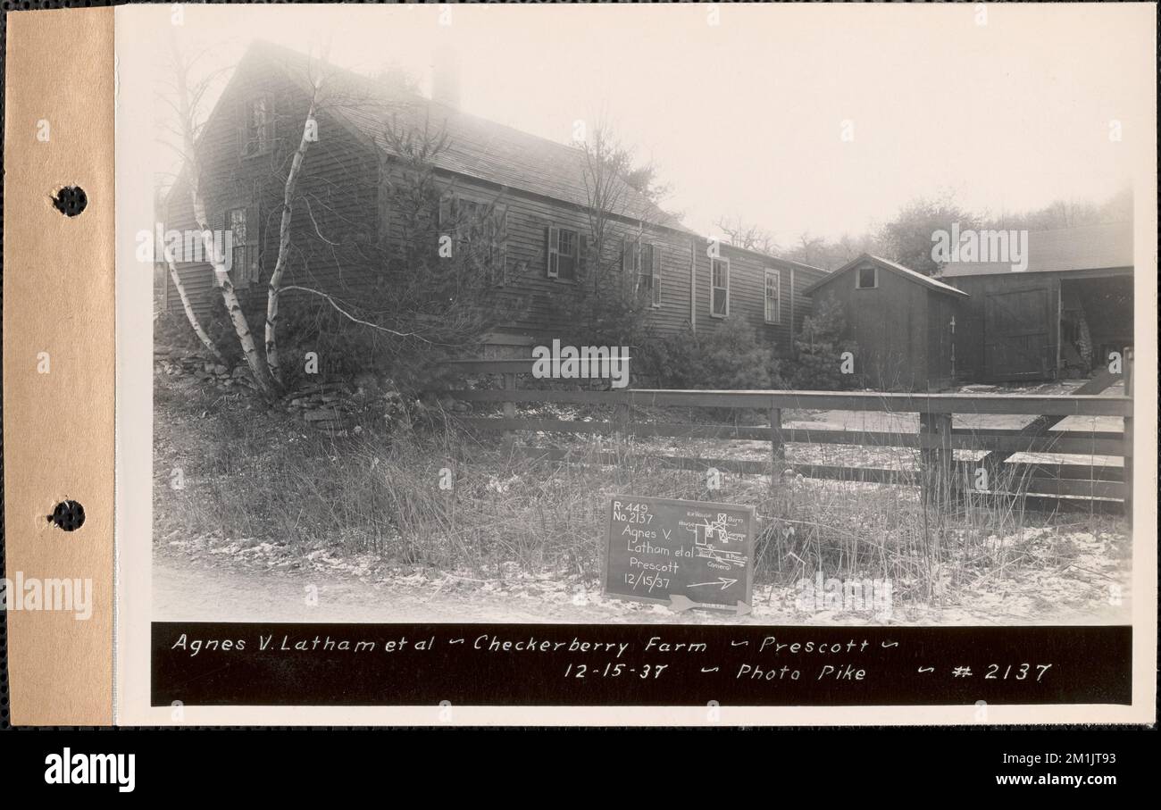 Agnes V. Latham, Checkerberry Farm, house and barn, Prescott, Mass ...