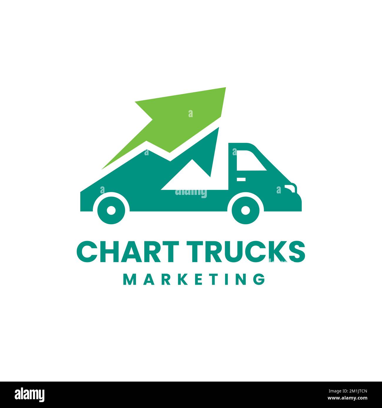 Pickup truck with graphic logo design. Car with top chart indicator ...