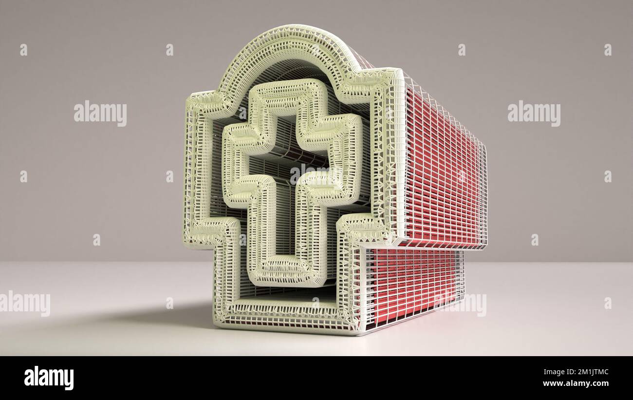 A 3D Illustration of an architectural structure based on a Christian ...