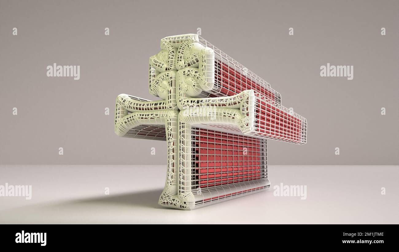A 3D Illustration of an architectural structure based on a Christian ...