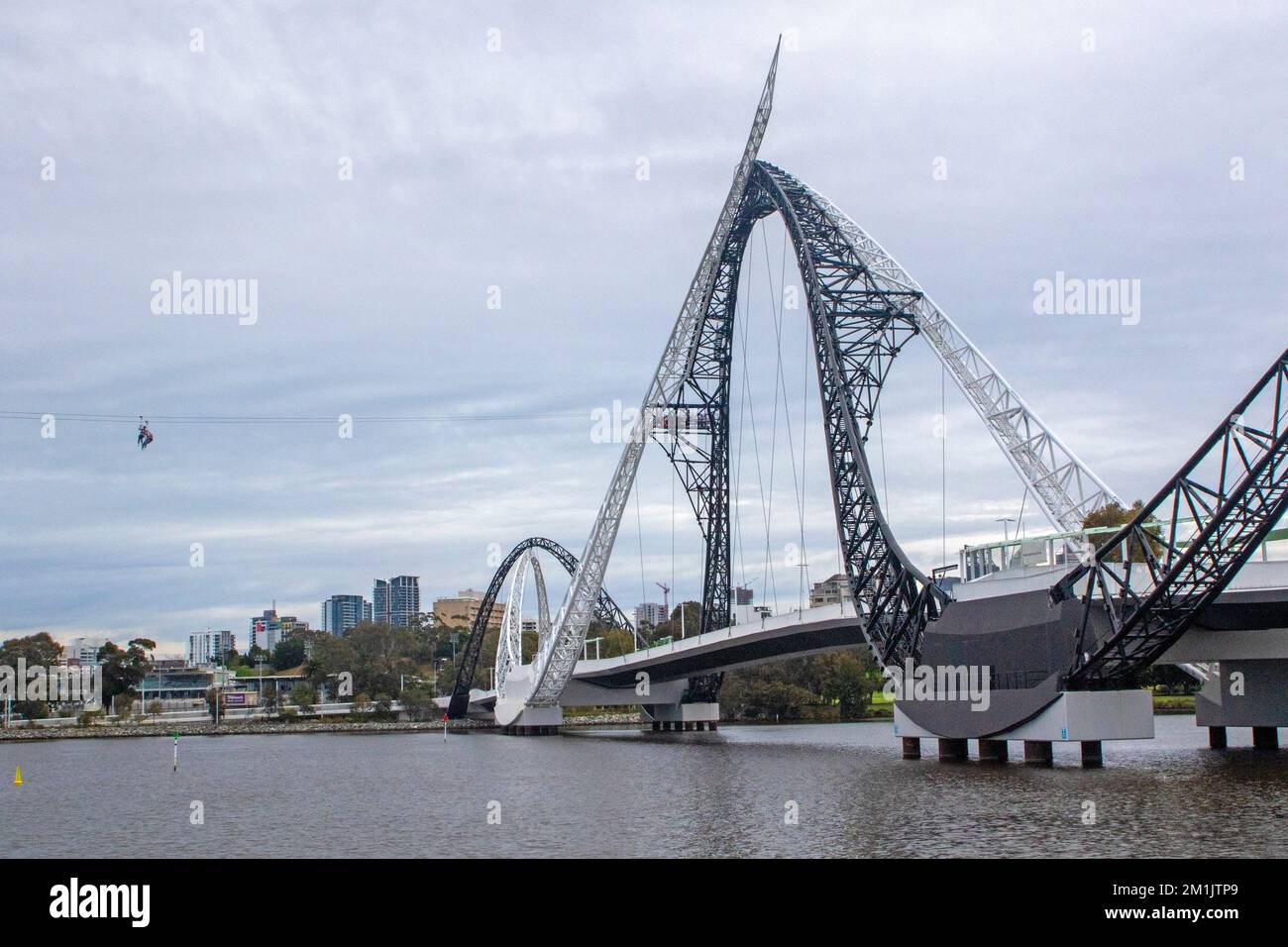 Zip-lining on Matagarup Bridge over the Swan River in Perth Stock Photo ...