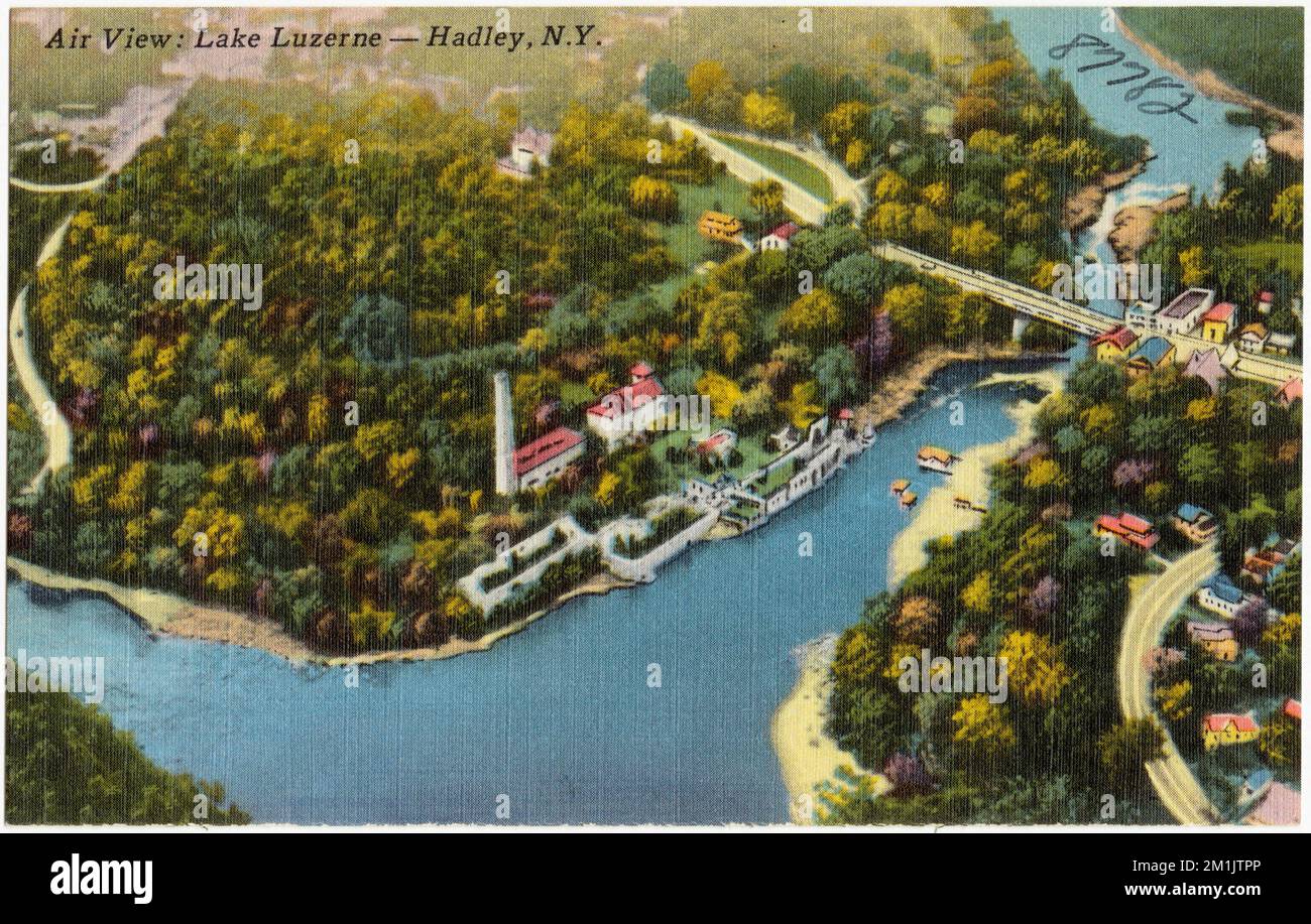 Air view: Lake Luzerne -- Hadley, N. Y. , Rivers, Tichnor Brothers ...