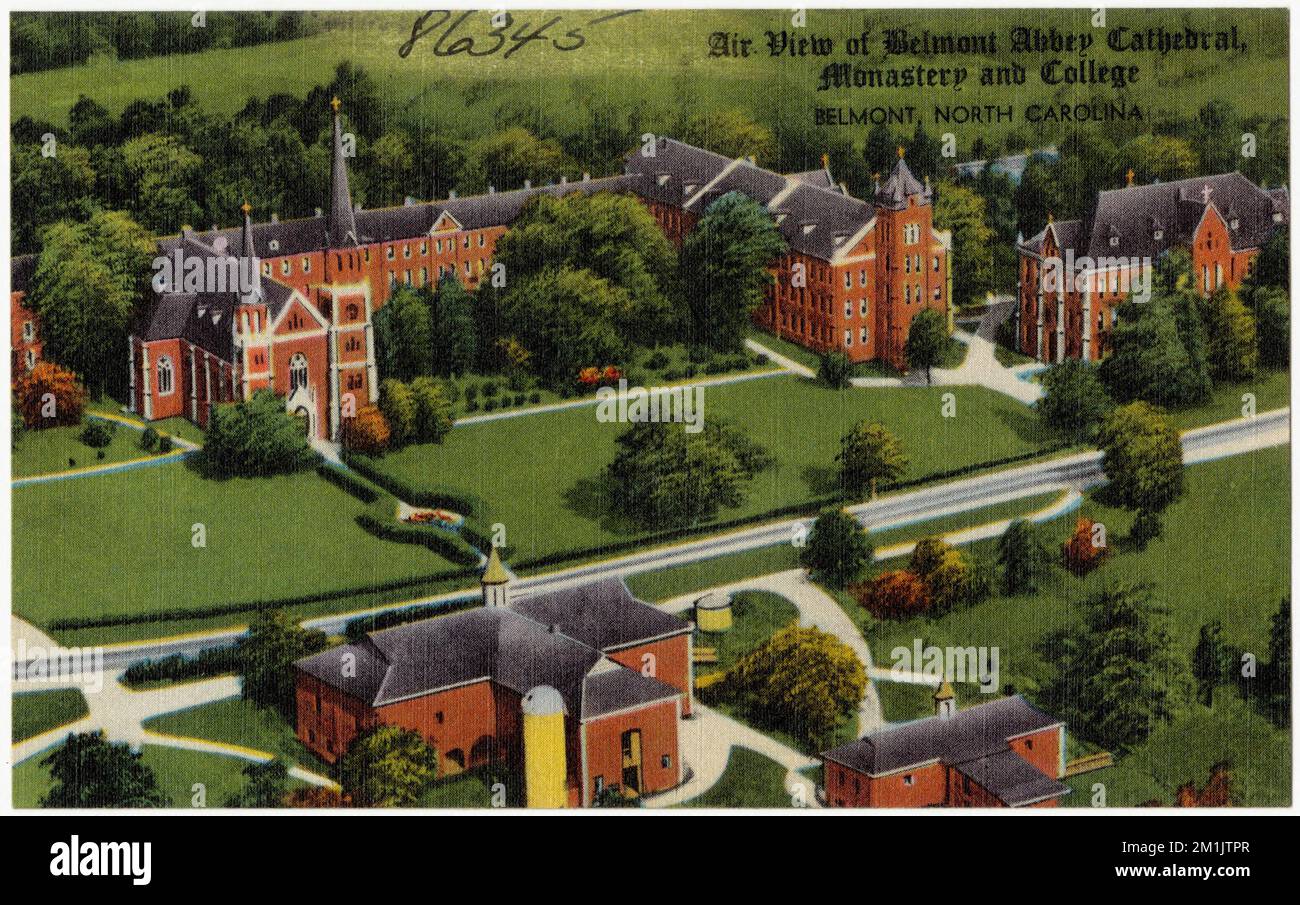 Air view of Belmont Abbey Cathedral, Monastery and College, Belmont ...