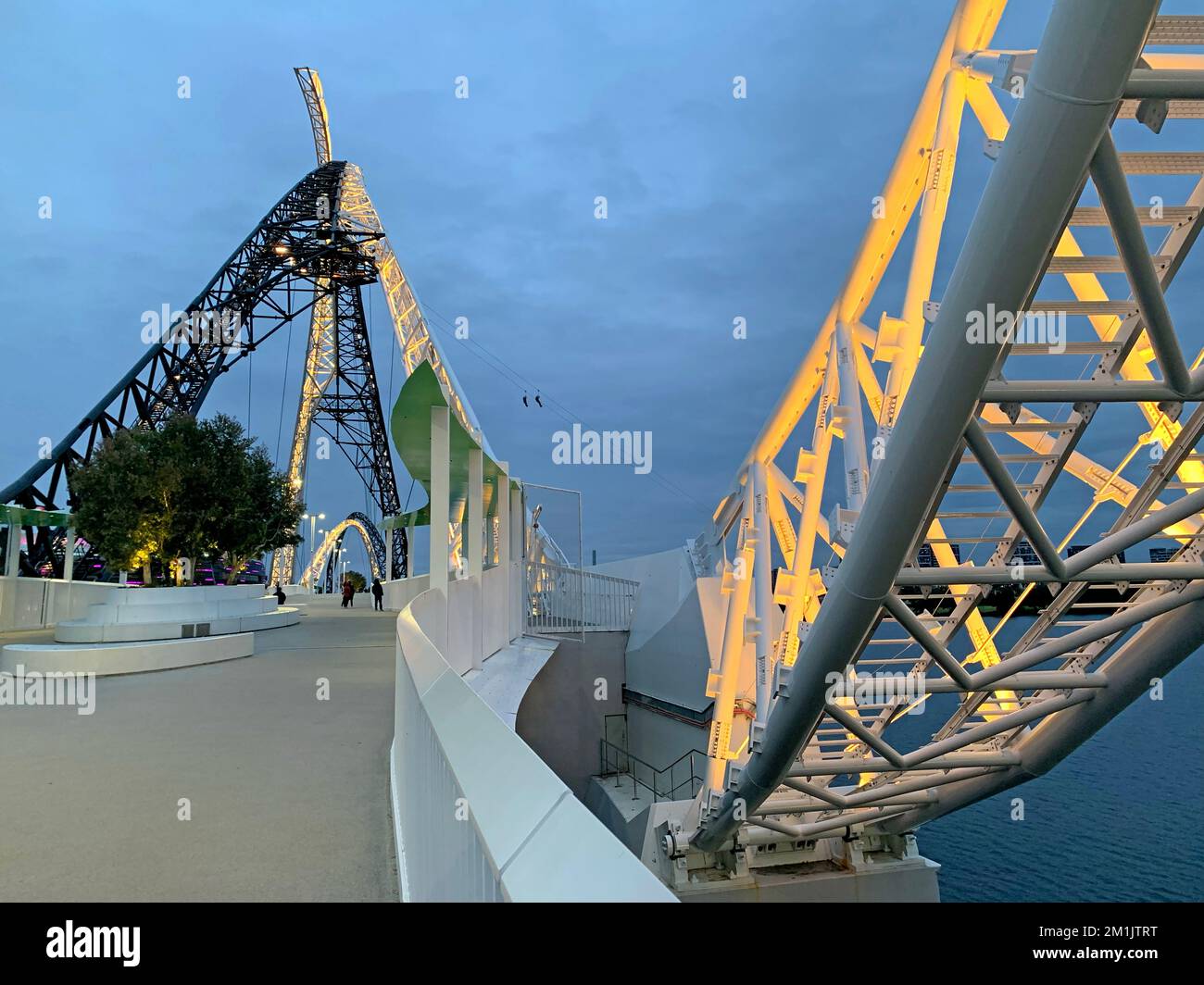 Zip-lining on Matagarup Bridge over the Swan River in Perth Stock Photo ...