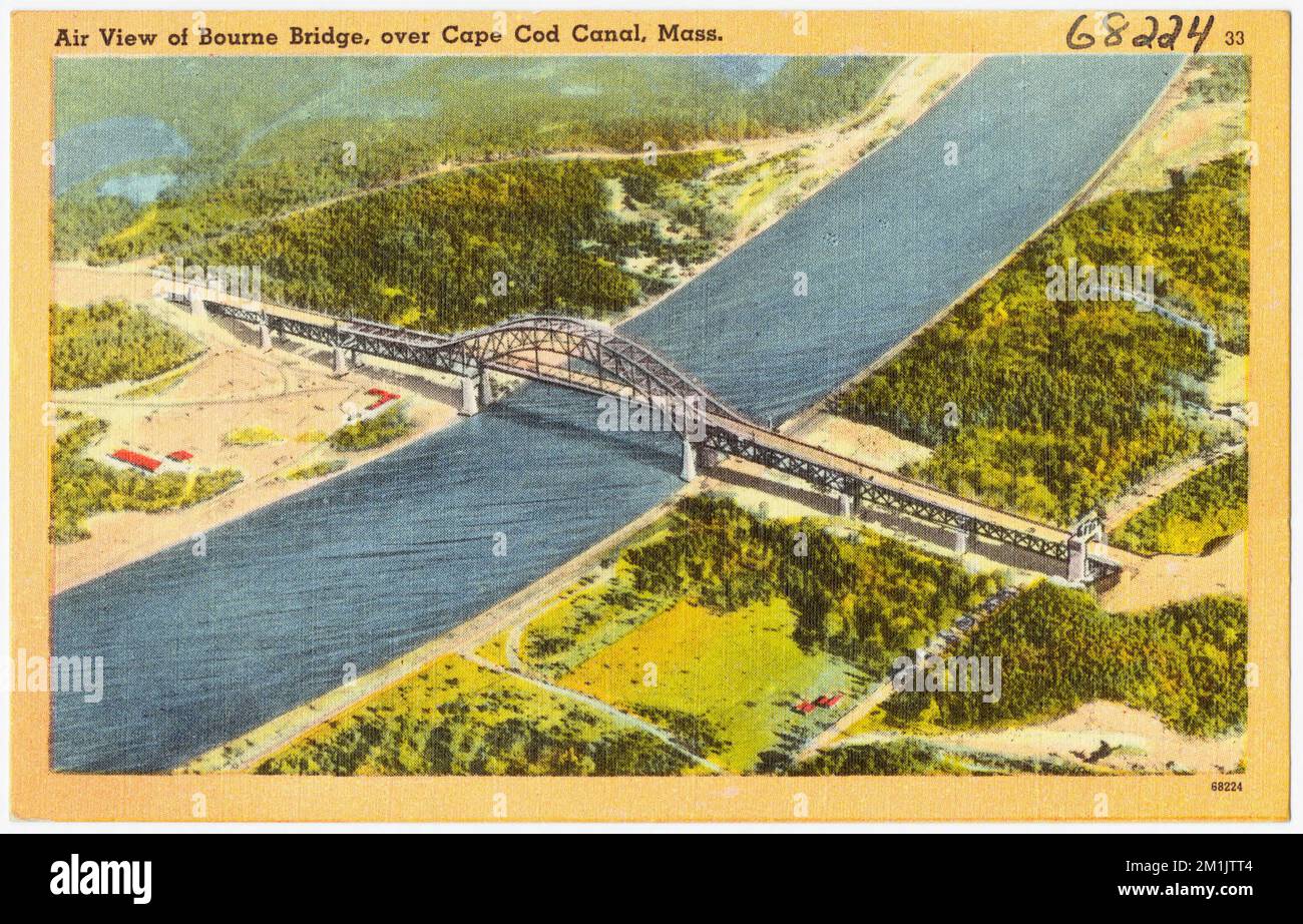 Air view of Bourne Bridge, over Cape Cod Canal, Mass. , Bridges ...