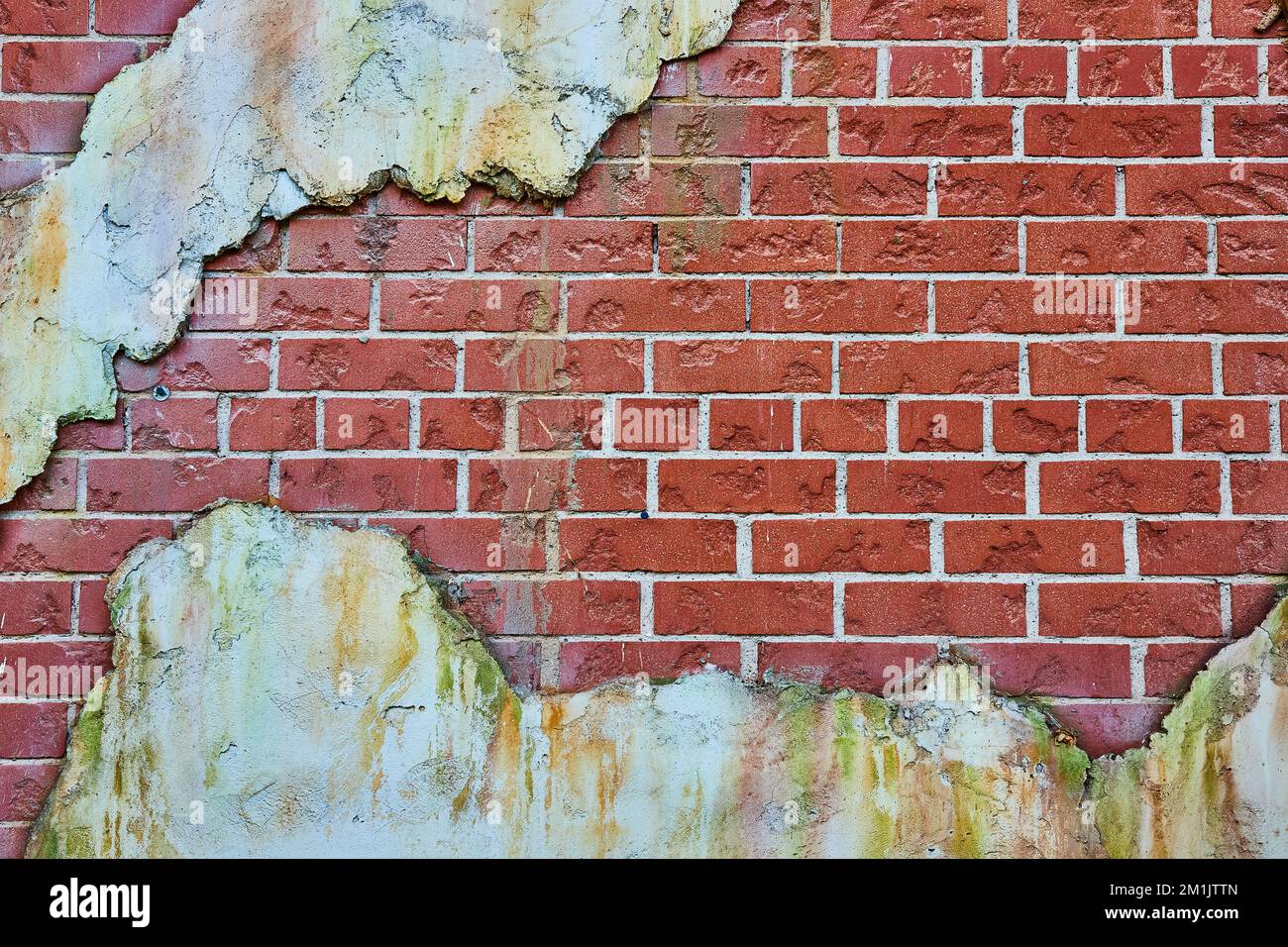 Old red brick wall texture with patches of white aging plaster Stock ...