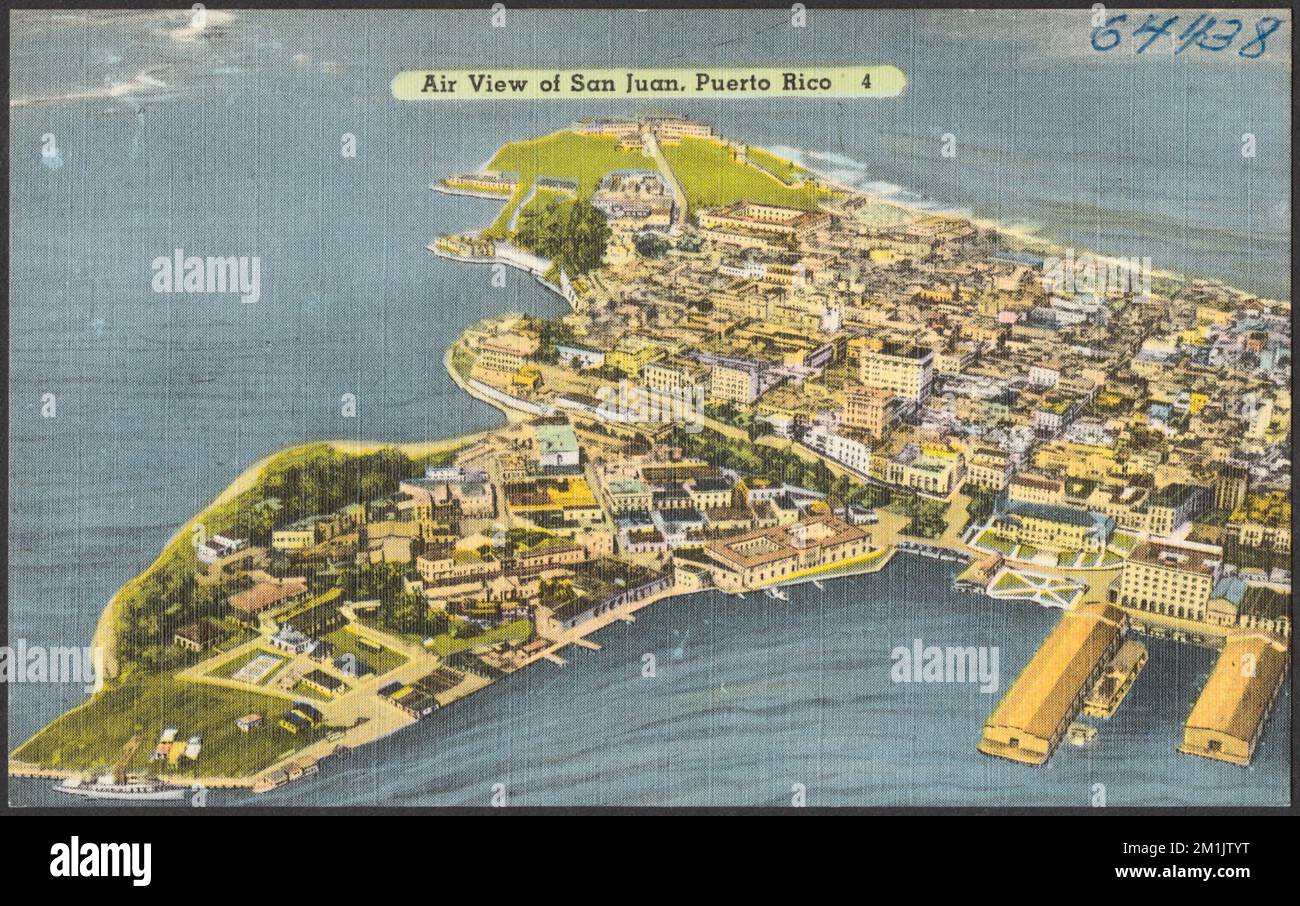 Air view of San Juan, Puerto Rico , Cities & towns, Tichnor Brothers ...