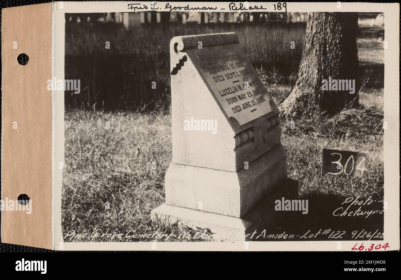 Albert Amsden, Pine Grove Cemetery, lot 122, North Dana, Mass., Sept ...