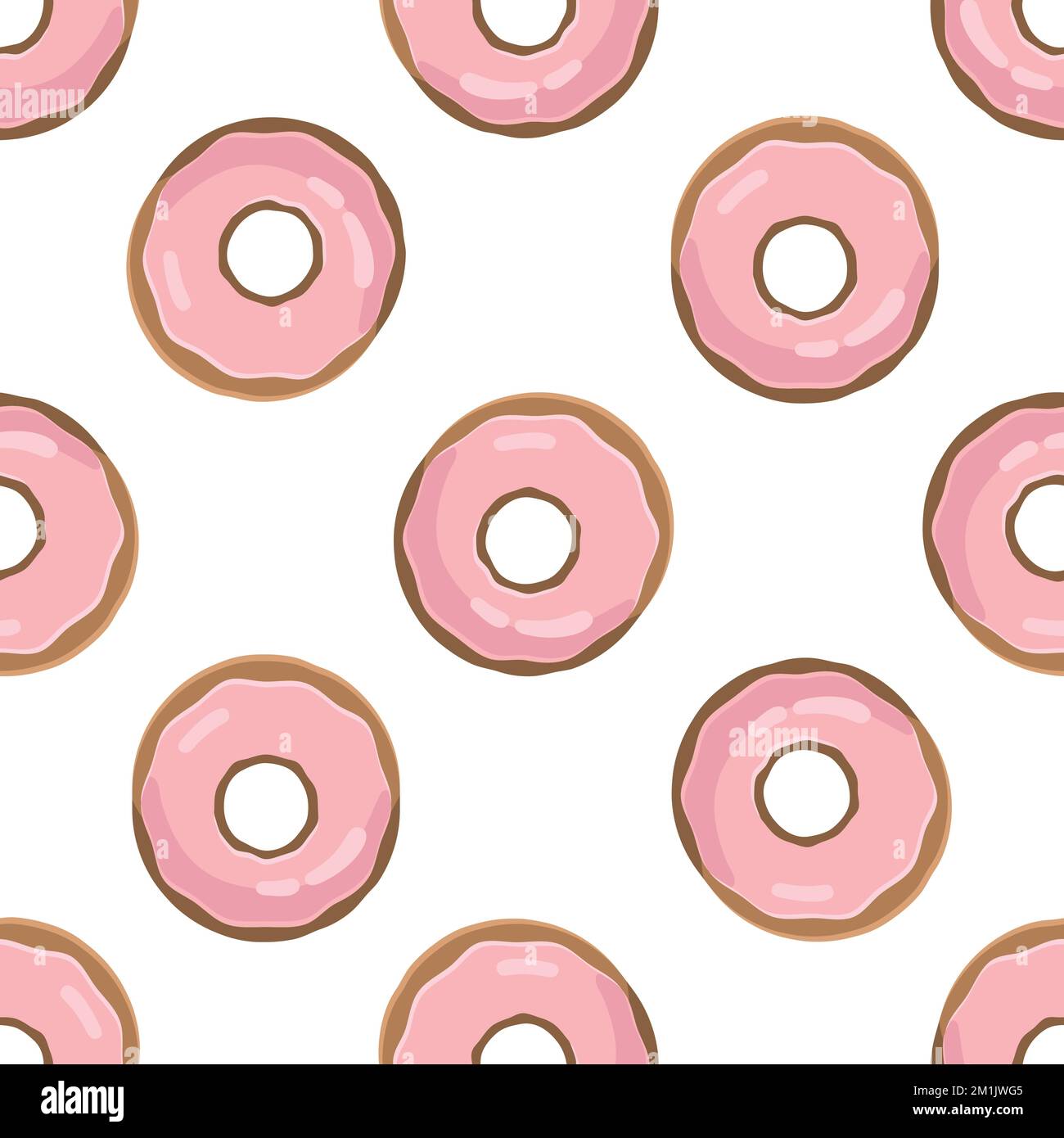 Donut seamless pattern. Fast food illustration in flat style. Pink ...
