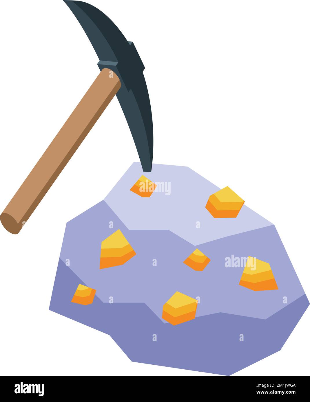 Gold mine pick axe icon isometric vector. Work cart. Cart miner Stock ...