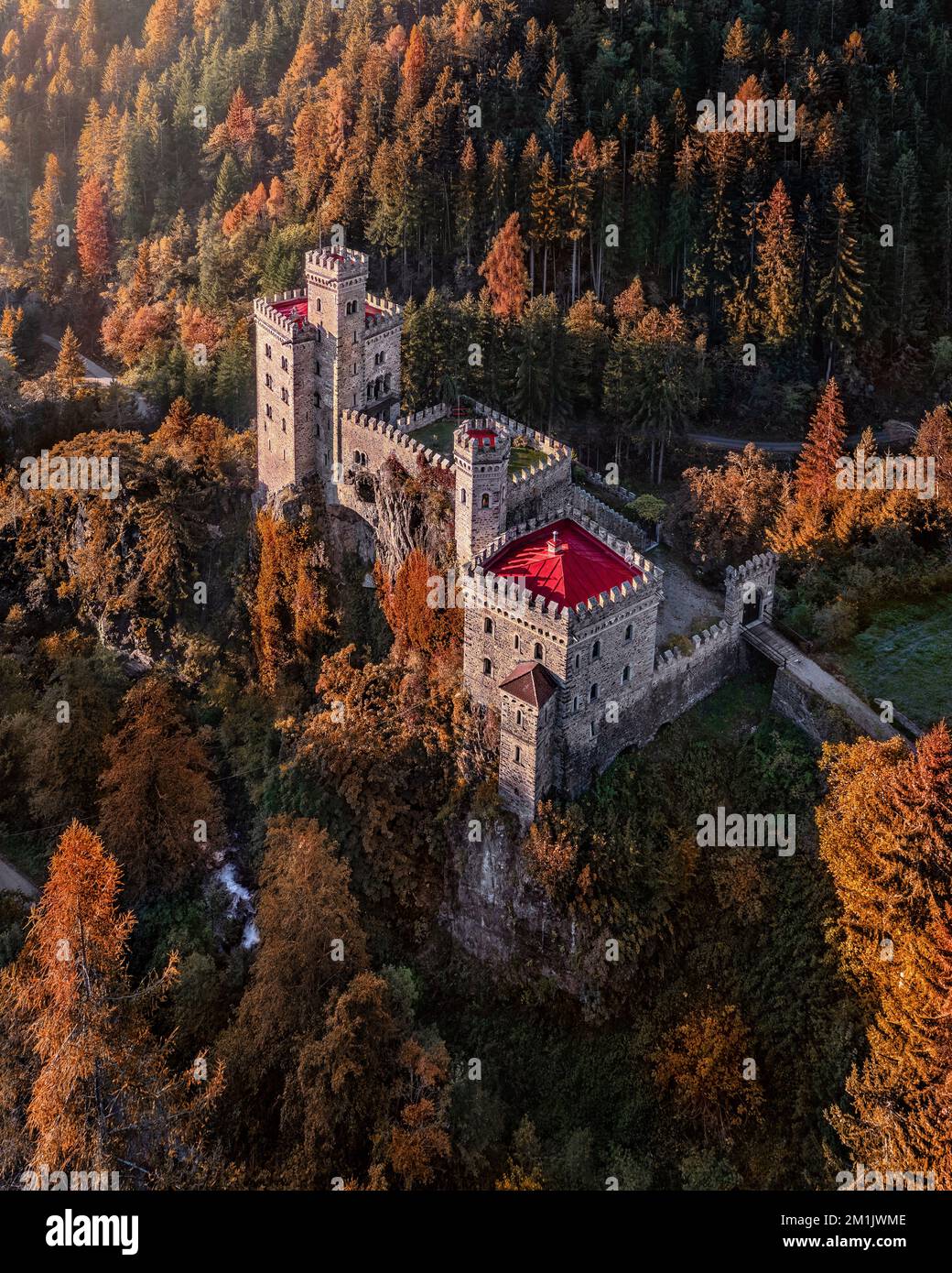 Latzfons, Italy - Aerial view of beautiful Gernstein Castle (Castello ...