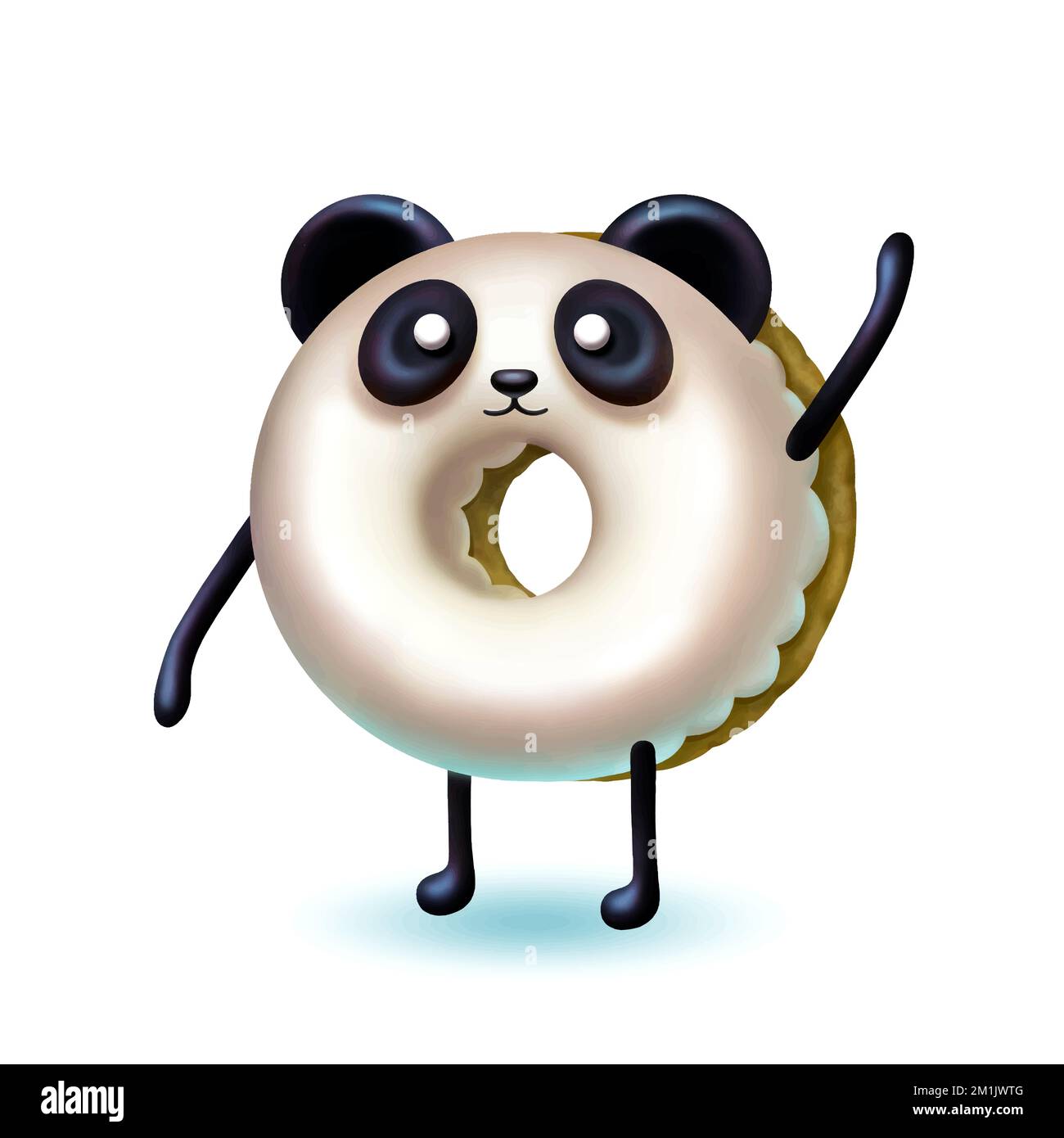 Donut panda character. Isolated digital illustration of donut panda ...