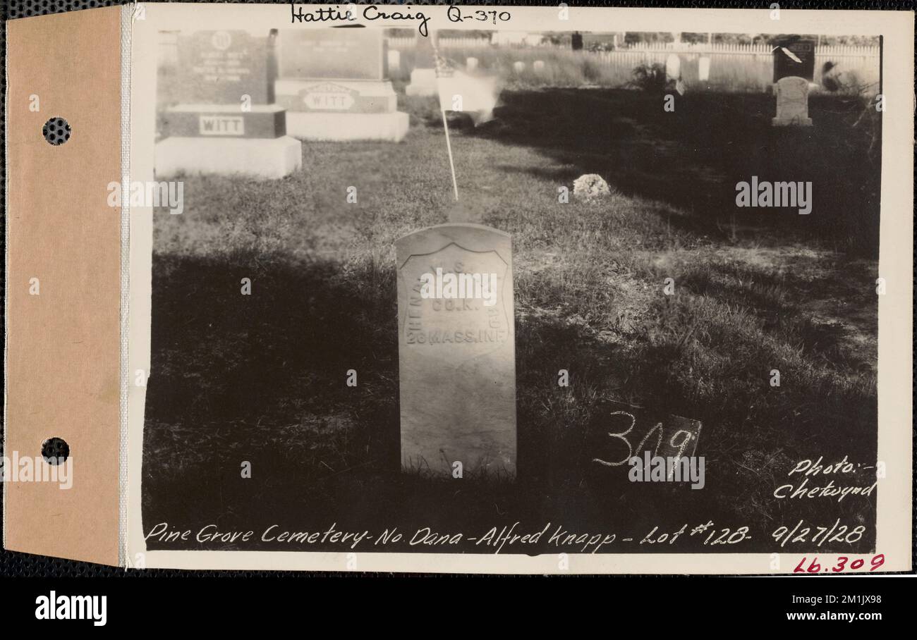 Alfred Knapp, Pine Grove Cemetery, lot 128, North Dana, Mass., Sept. 27 ...