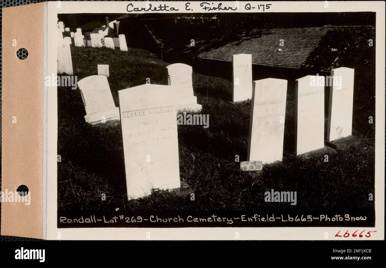Alfred Randall, Church Cemetery, lot 269, Enfield, Mass., ca. 1930-1931 ...