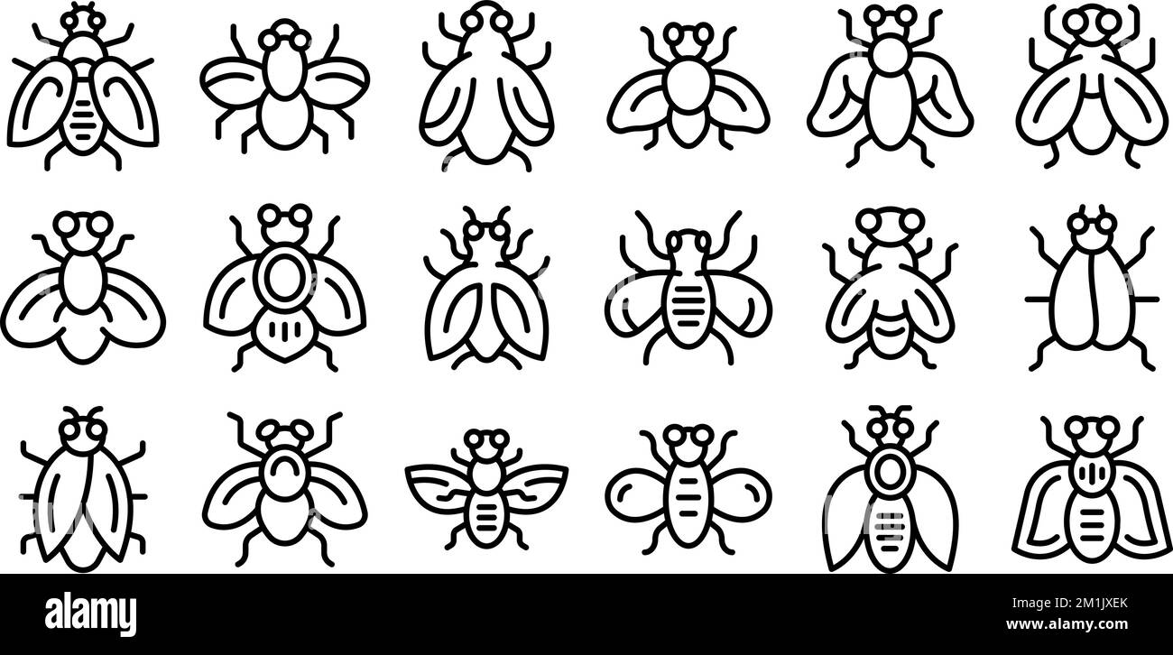 Tsetse fly icons set outline vector. Dangerous insect. House animal Stock Vector Image & Art - Alamy