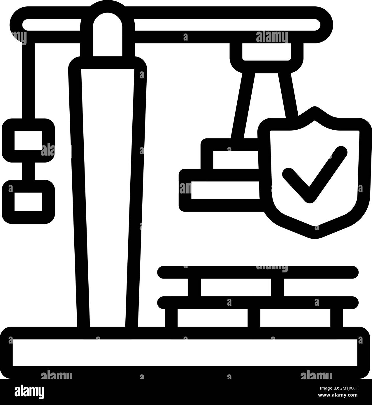 Construction Crane Icon Outline Vector Bank Money Federal Debt Stock