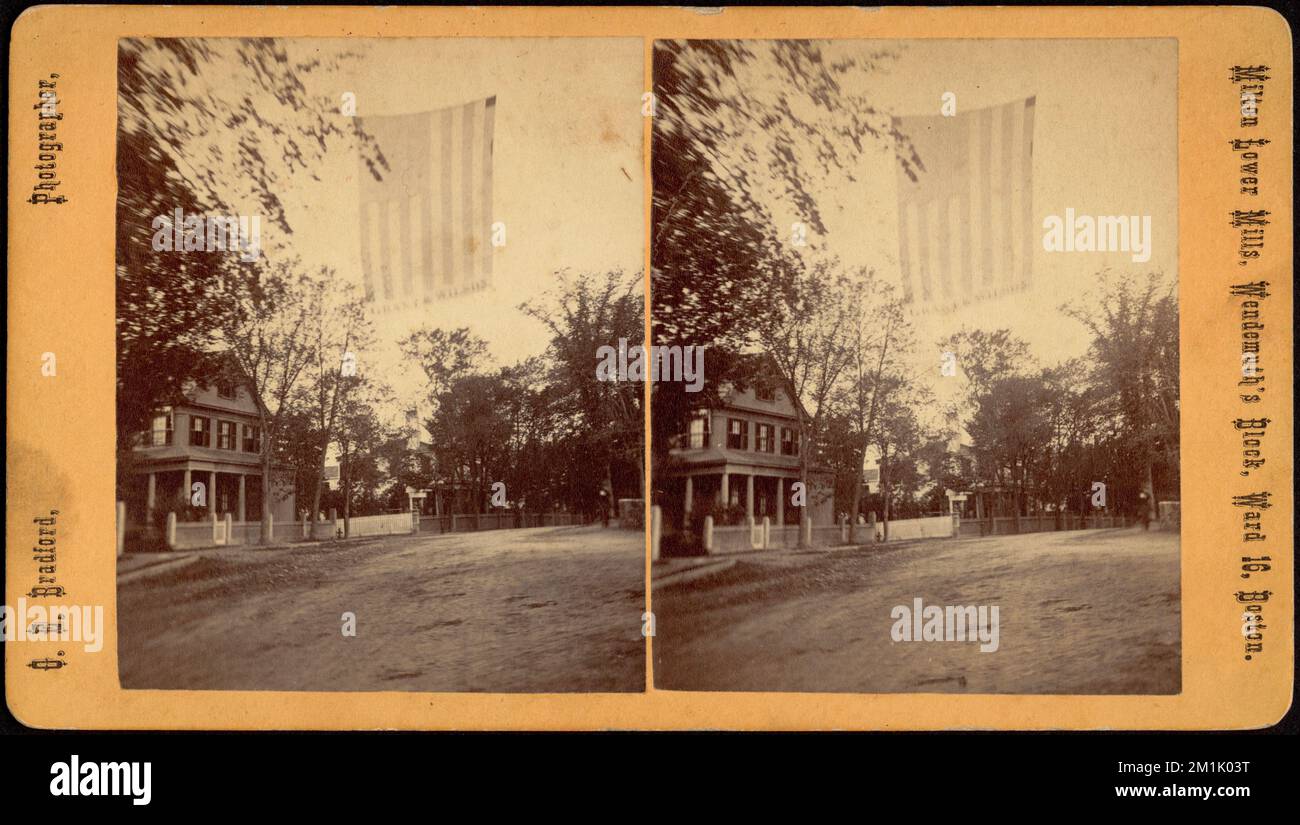 American flag with 'Grant & Wilson' banner attached to bottom flying ...