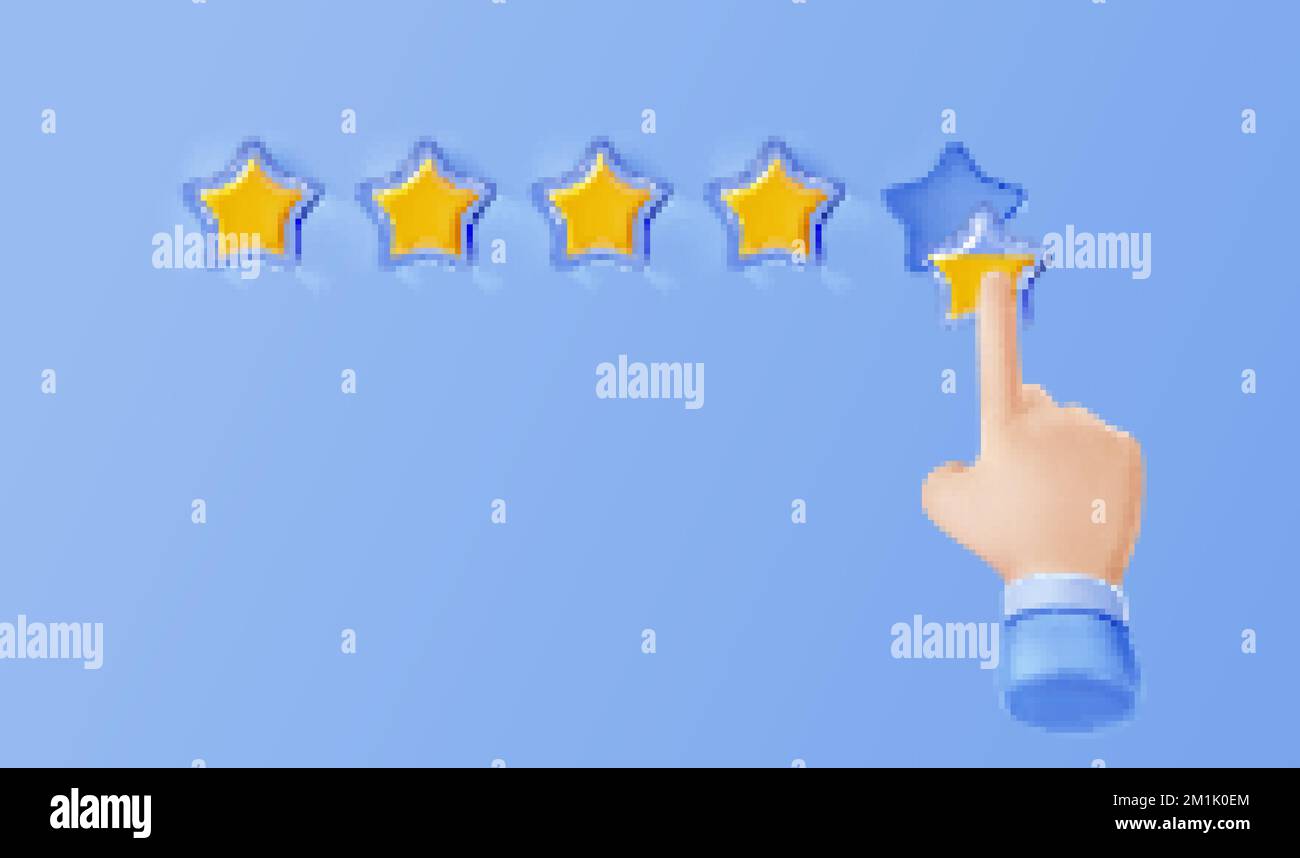 Service rating, customer feedback concept with five transparent stars ...