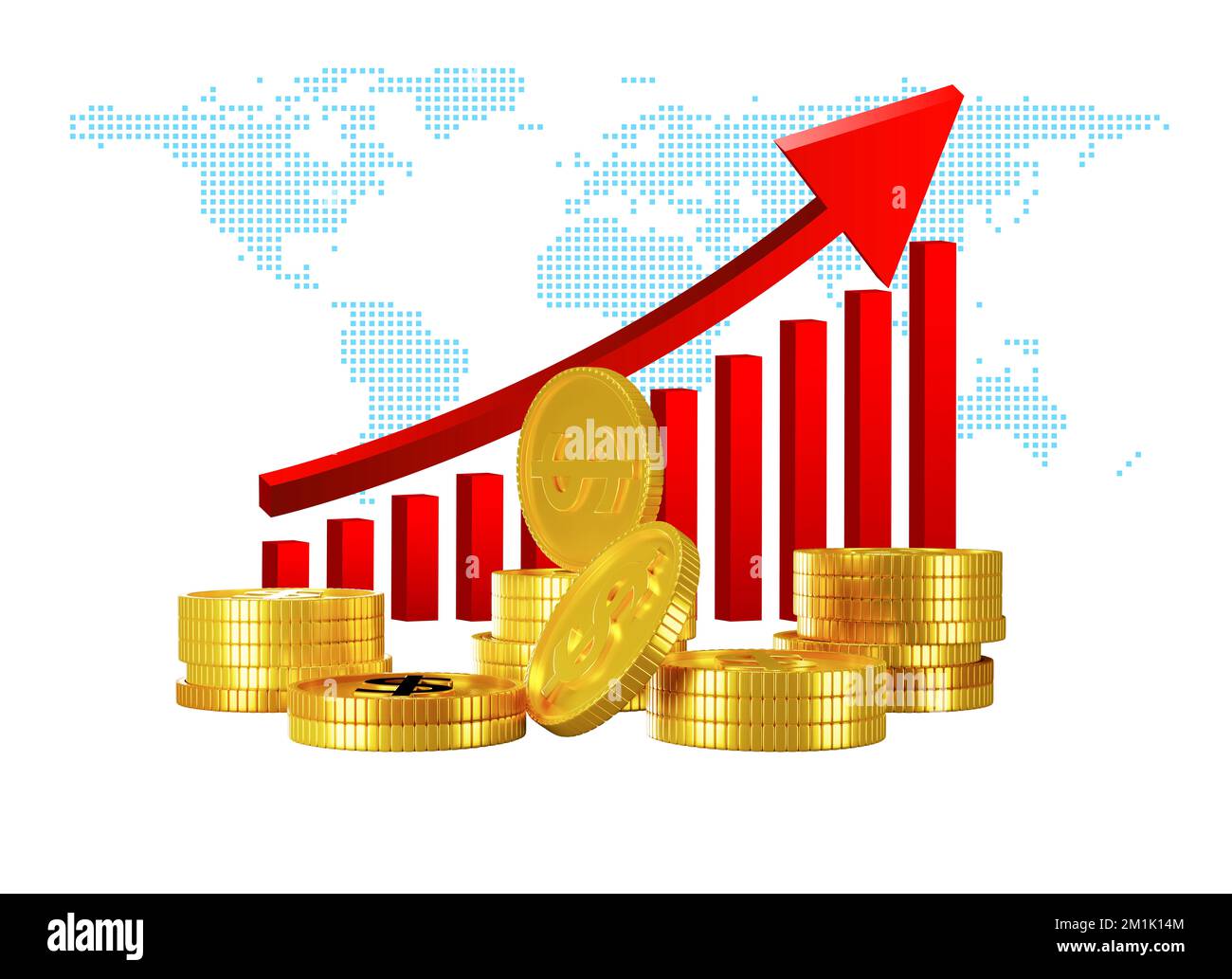 graphics design gold coin dollar with line growth graph illustration ...