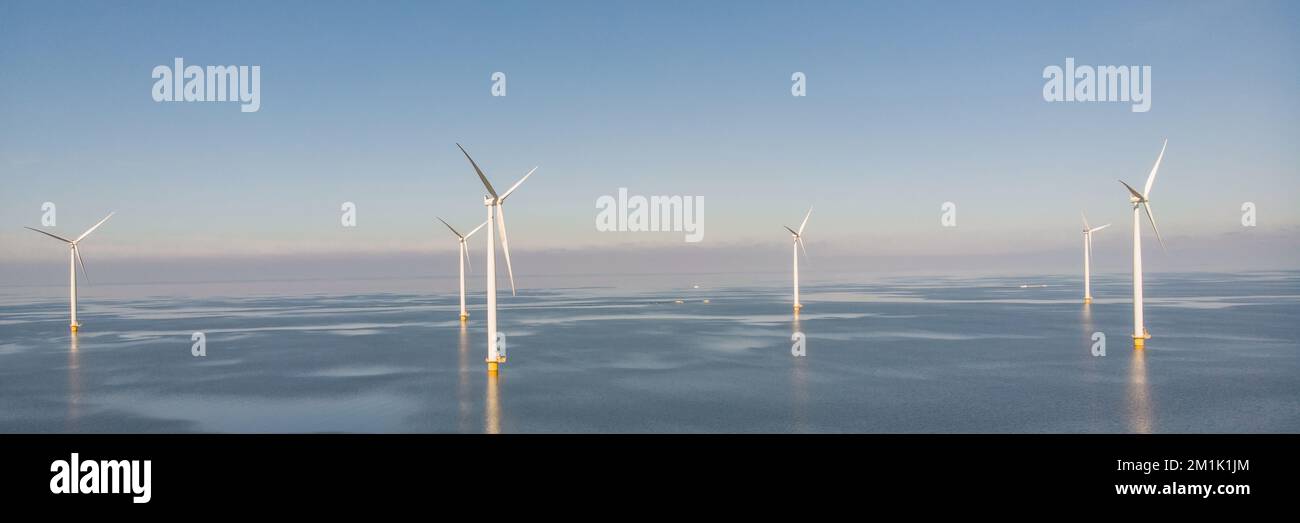 Windmill park with windmill turbines in the ocean Stock Photo - Alamy
