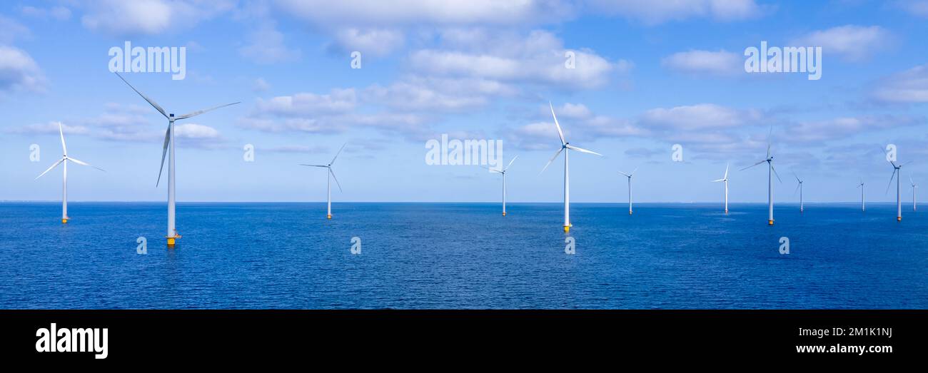 Windmill park with windmill turbines in the ocean Stock Photo - Alamy