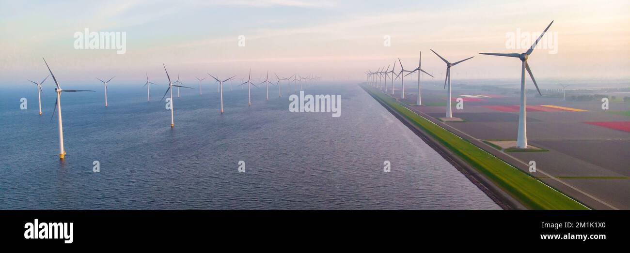 Windmill park with windmill turbines in the ocean Stock Photo - Alamy