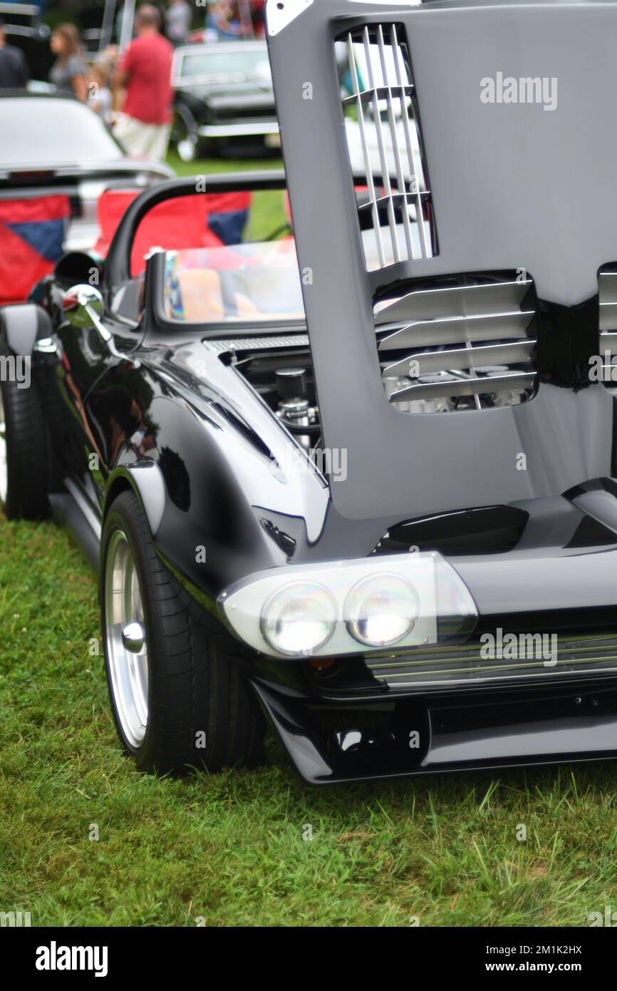 A black retro car in show Stock Photo - Alamy