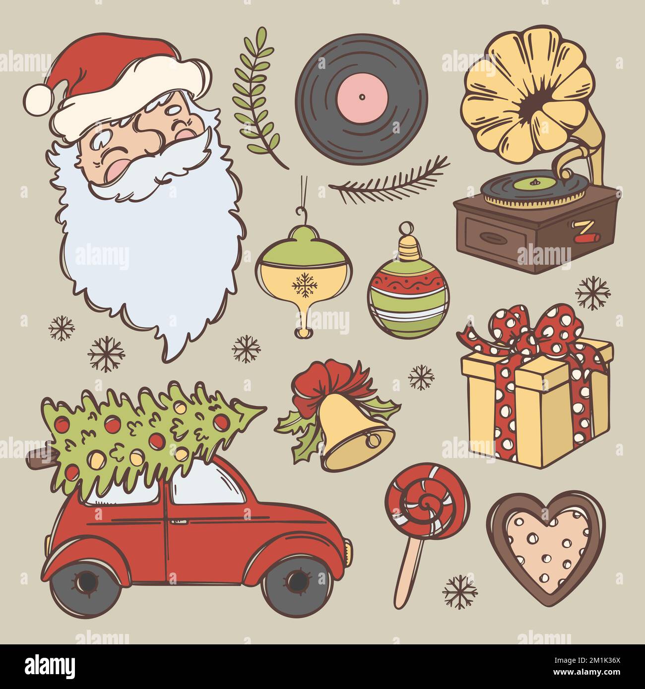 Retro Winter Holiday Clip Art Set Of Winter Holidays Snowman In