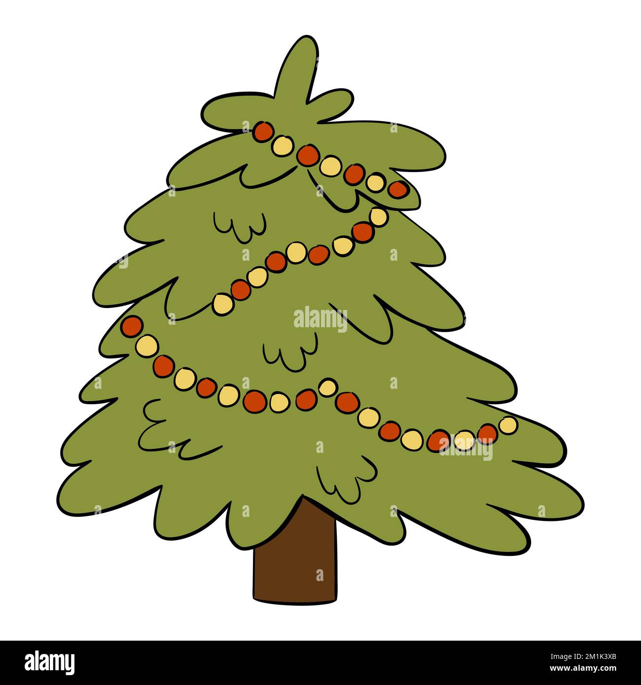 Cartoon Christmas tree. Vector illustration on a white background Stock ...
