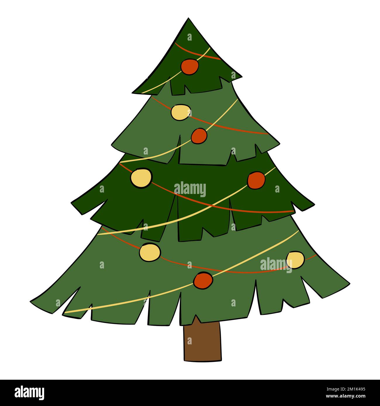 Cartoon Christmas tree. Vector illustration on a white background Stock ...