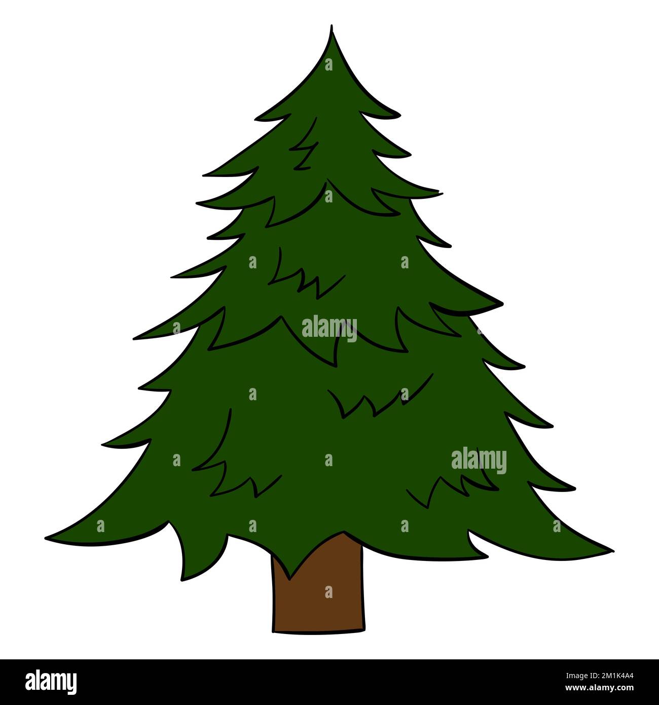 Cartoon Christmas tree. Vector illustration on a white background Stock ...