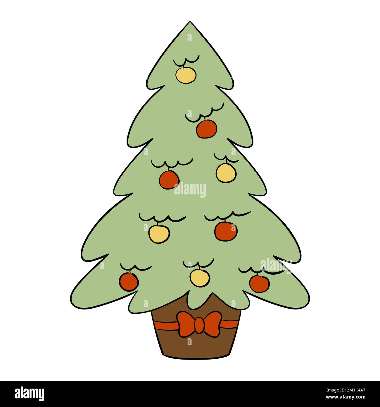 Cartoon Christmas tree. Vector illustration on a white background Stock ...