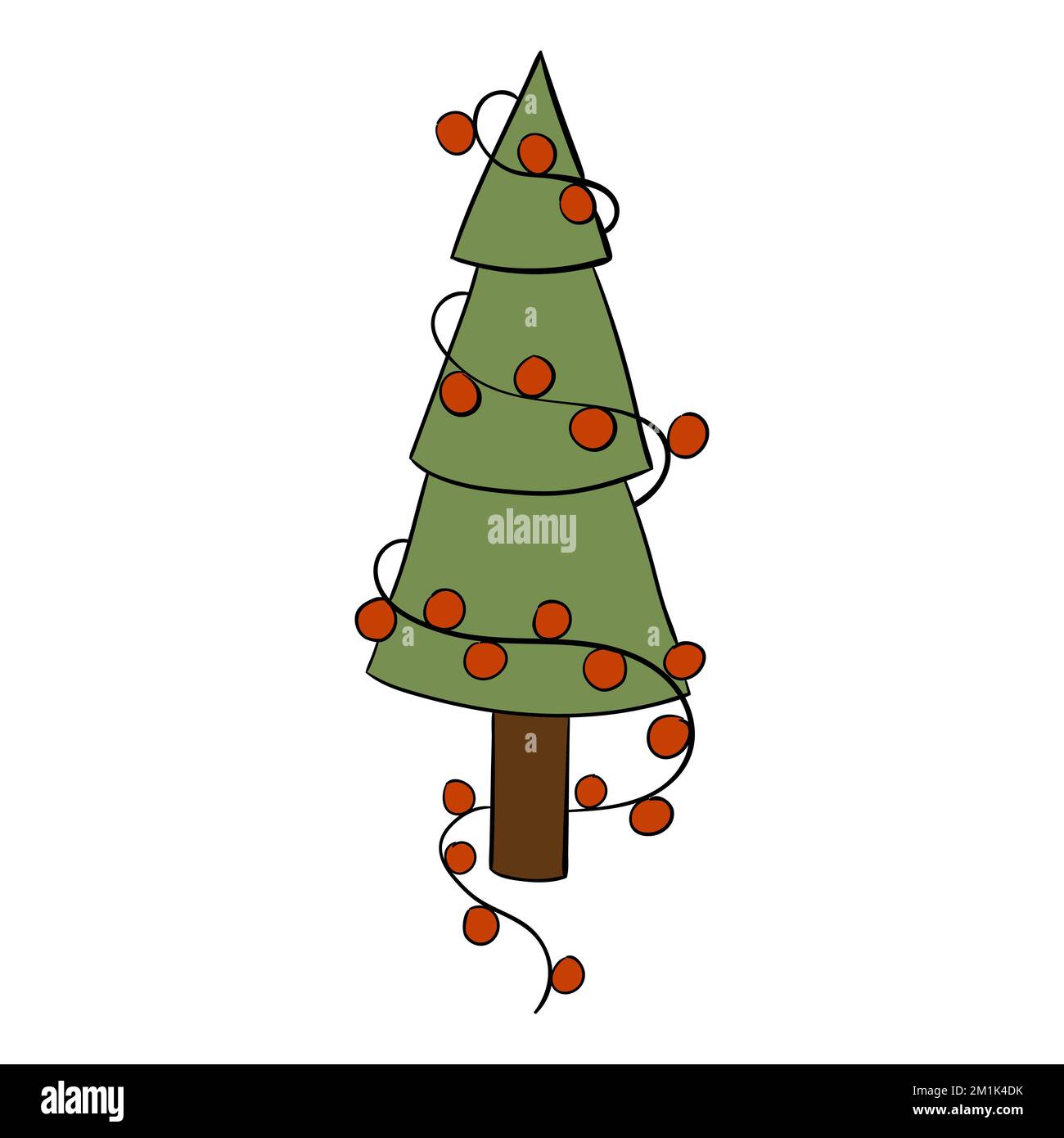 Cartoon Christmas tree. Vector illustration on a white background Stock ...
