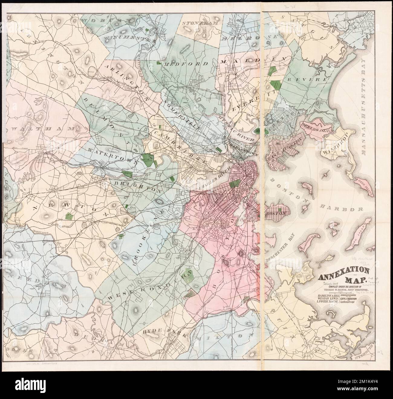 Annexation map , Annexation Municipal government, Massachusetts, Boston ...