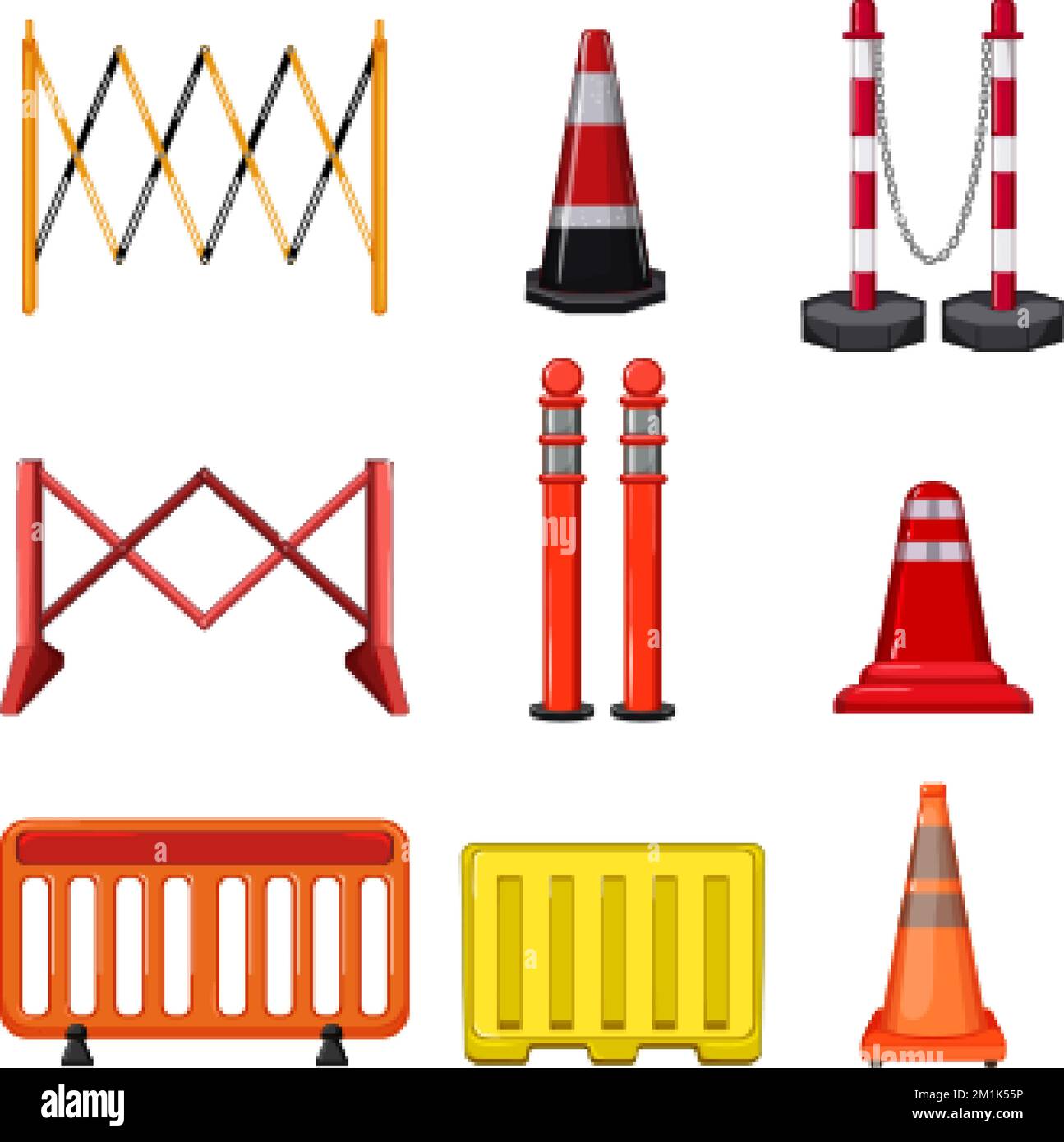 road barrier set cartoon vector illustration Stock Vector Image & Art ...